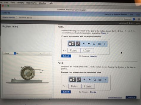 Solved Determine The Angular Velocity Of The Gear At The