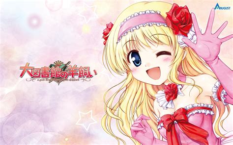 Daitoshokan No Hitsujikai Bekkankou Blonde Hair Blue Eyes
