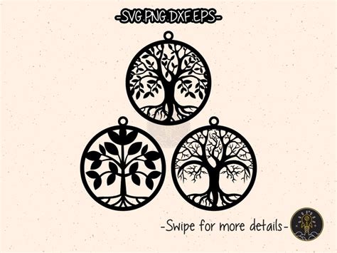 Tree Of Life Earring Template SVG Laser Cut File Wood Etsy