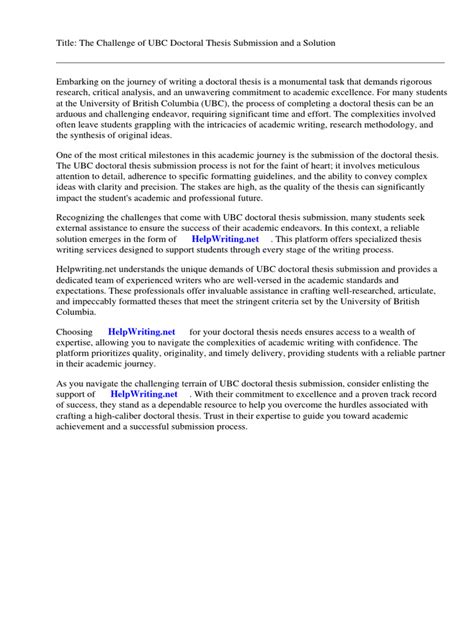 Ubc Doctoral Thesis Submission Pdf