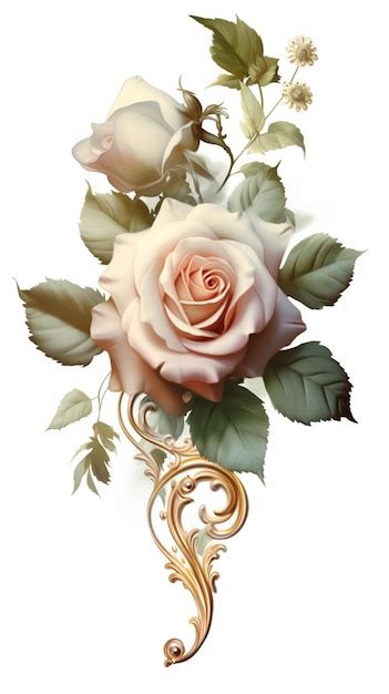 Premium Ai Image There Is A Rose That Is Sitting On A Gold Scroll Generative Ai
