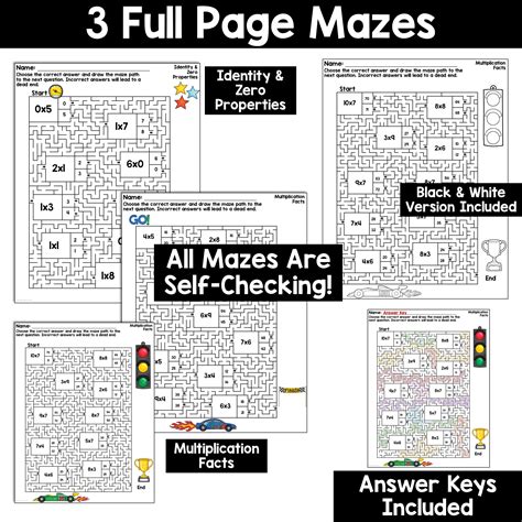 3rd Grade Self Checking Mazes Center Activity Multiplication Facts Thrifty In Third Grade