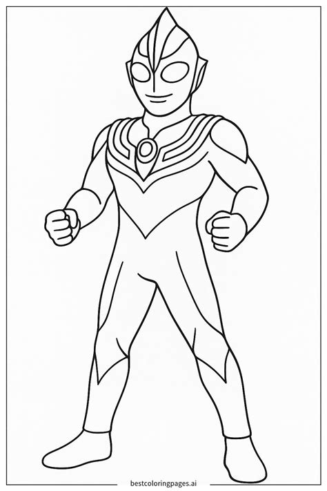 Ultraman Tiga Standing Pose Coloring Page Free Printable