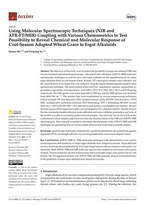 Pdf Using Molecular Spectroscopic Techniques Nir And Atr Ft Mir
