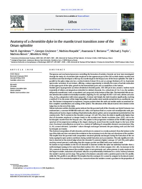 Pdf Anatomy Of A Chromitite Dyke In The Mantlecrust Transition Zone
