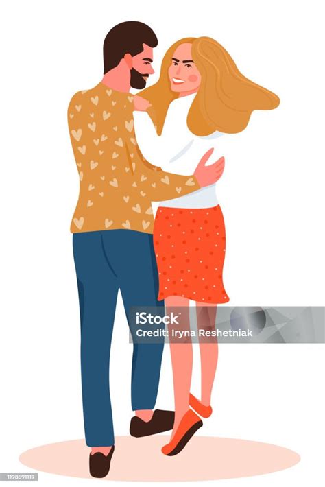 행복한 부부와 발렌타인 데이 카드 남자는 그의 여자를 껴안고 2월에 대한 스톡 벡터 아트 및 기타 이미지 2월 귀여운 남자 Istock