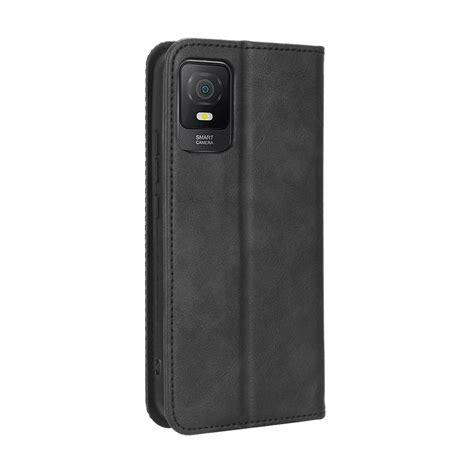 For Tcl Magnetic Buckle Retro Texture Leather Phone Case Black Alexnld Com