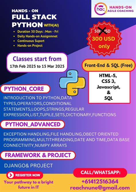 🚀hands On Full Stack Python Training Free Front End And Sql Starting
