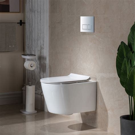 ᐅ【woodbridge Wall Hung 1 60 Gpf 0 8 Gpf Dual Flush Elongated Toilet