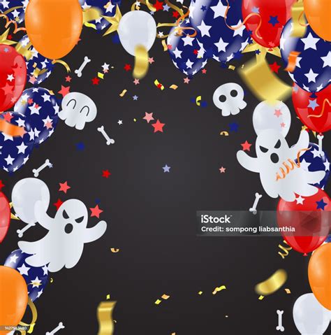 해피 할로윈 배너 또는 야간 벡터 일러스트레이션과 파티 초대장 배경 거미줄과 비행 박쥐 텍스트 위치 10월에 대한 스톡 벡터