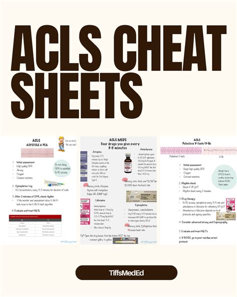 Acls Cheat Sheet Study Guide For Nurses Paramedics Physician