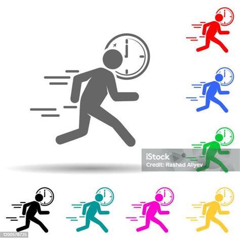 남자 실행 속도 멀티 컬러 스타일 아이콘입니다 Ui 및 Ux 웹 사이트 또는 모바일 응용 프로그램에 대한 간단한 문양 속도 아이콘의 평면 벡터 건강한 생활방식에 대한 스톡