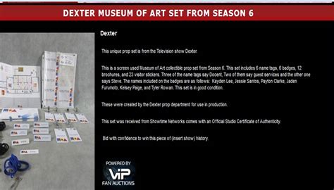 Dexter Props And Wardrobe Available From Vip Fan Auctions Collectors Hype Original Movie Prop