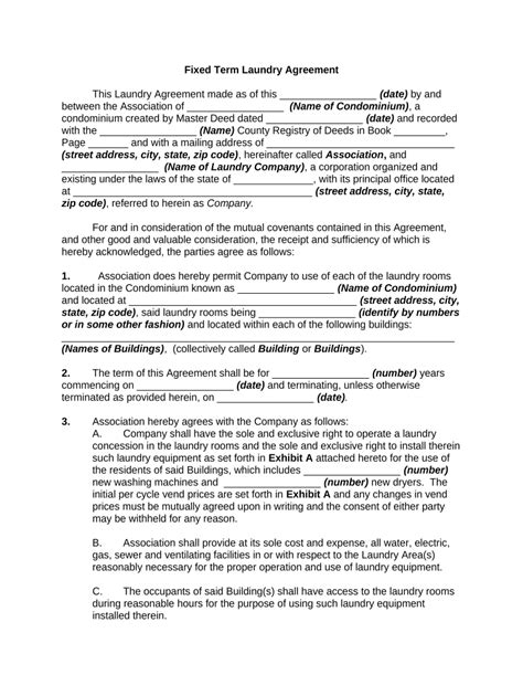 Fixed Term Laundry Contract Doc Template Pdffiller