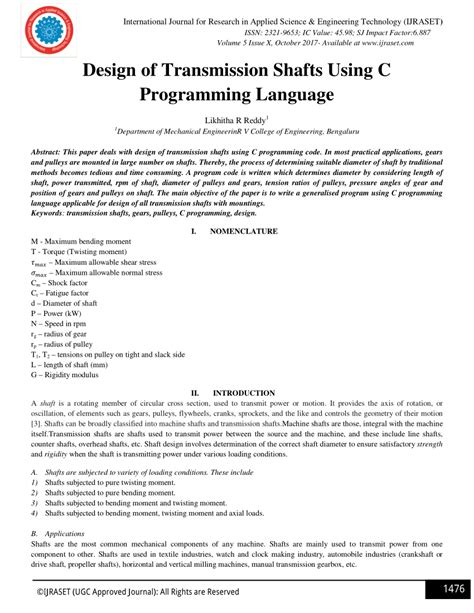 Pdf Design Of Transmission Shafts Using C Programming Language