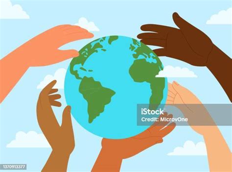 평화의 날 국제 지구 보호 지구를 들고 다른 사람들의 손 평화로운 행성 희망과 우정 환경 저장 괜찮은 벡터 배너 개념에 대한 스톡 벡터 아트 및 기타 이미지 Istock