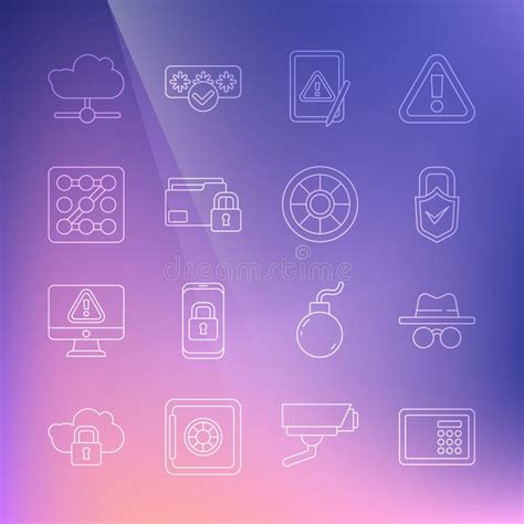 Set Line Safe Incognito Mode Lock And Check Mark Tablet With