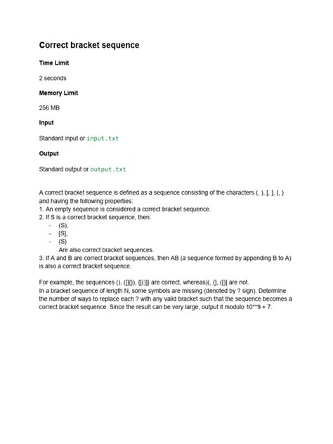 Bracket Sequence Pdf