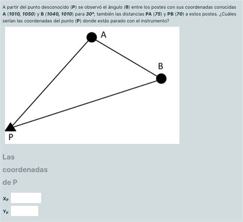 solved from the unknown point p the angle θ was observed