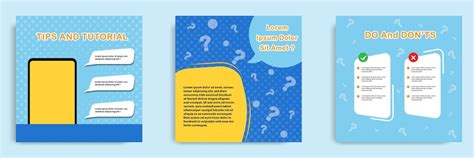 Premium Vector Social Media Tutorial Tip Trick Quick Tips Layout Template With Geometric Blue
