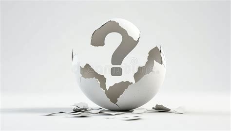 Cracked White Chicken Egg Shell With Question Mark Symbol Stock Image Image Of Hidden Shell