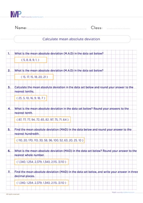 Statistics Worksheets Grade 6