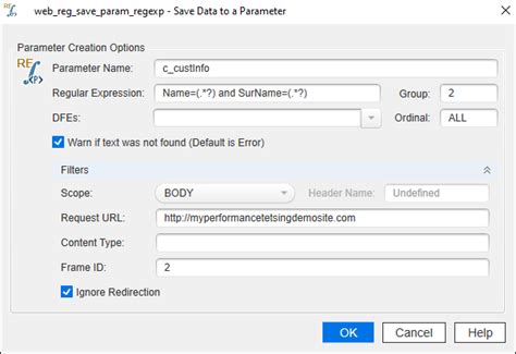 web reg save param regexp regular expression loadrunner