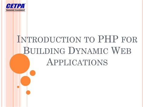 Introduction To Php For Building Dynamic Web Applicationspdf