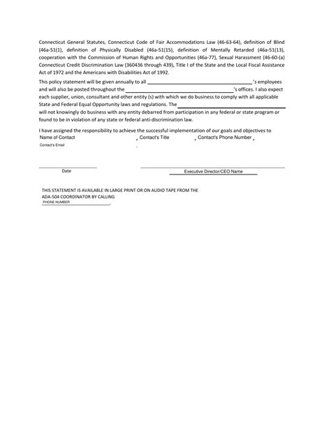 Connecticut Affirmative Action Policy Statement Fill Out Sign Online