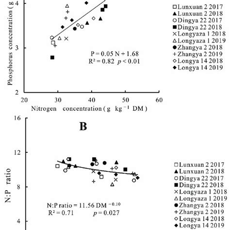 Relationship Between P And N Concentrations In Shoot A And Between Download Scientific