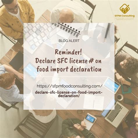 Declare Sfc License On Food Import Declaration Sfpm Consulting
