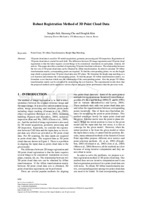 Pdf Robust Registration Method Of 3d Point Cloud Data