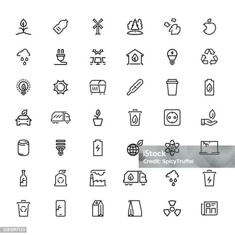 선 아이콘입니다 기호 컬렉션입니다 녹색 자연과 에코 바이오 기호 레이블 제품 또는 서비스 광고 템플릿에 대한 개체를 간략하게 설명합니다 벡터 윤곽 은 흰색에 설정 된 격리