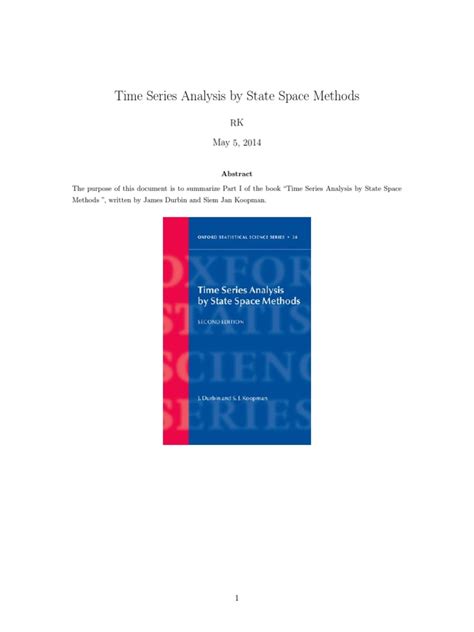Timeseries Analysis State Space Methods Pdf Autoregressive