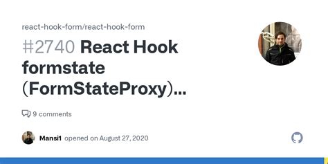 react hook formstate formstateproxy isvalid value always false