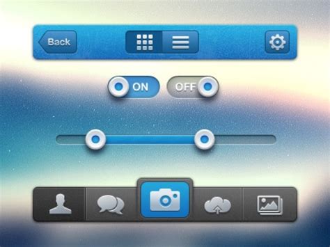 Apple Ui Interface With Blue And Grey Buttons PSD File Free Download