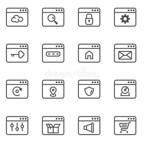 Web Interface Simple Thin Line Icons Set Stock Vector Illustration Of Business Outline