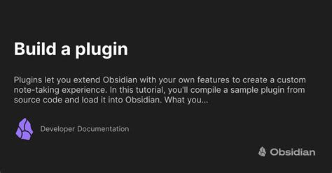build a plugin developer documentation