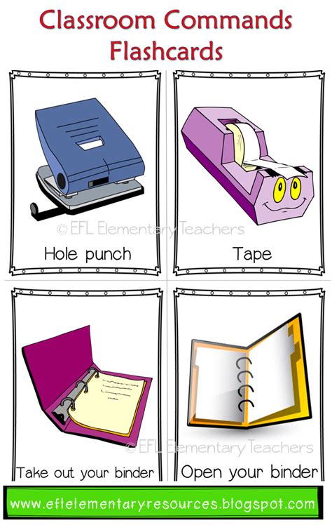 Classroom Commands Flashcards Classroom Commands Esl Teaching Resources Flashcards
