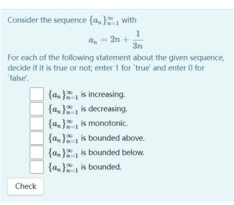 solved consider the sequence {an}n 1∞ with an 2n 3n1 for