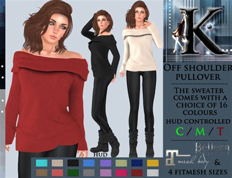 Second Life Marketplace Keresma Off Shoulder Pullover