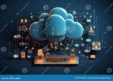Cloud Computing Concept Where Data And Information Seamlessly Flow And Interact Within A