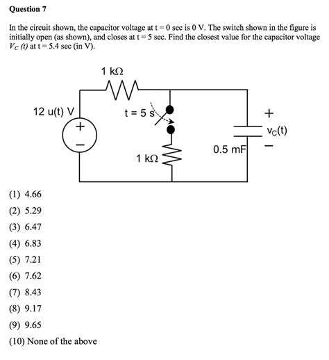 Solved Question In The Circuit Shown The Capacitor Chegg Com