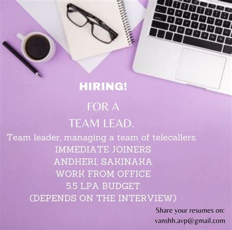 Hiring Outboundsales Sales Telesales Telesalesjobs Teamlead Telecallerjobs Andheri