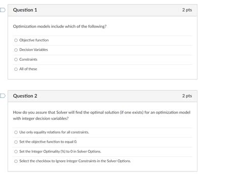 Solved Question Pts Optimization Models Include Which Of Chegg
