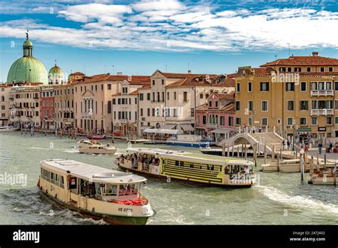 Vaporetto Or Water Buses On The Grand Canal Near Santa Lucia Station