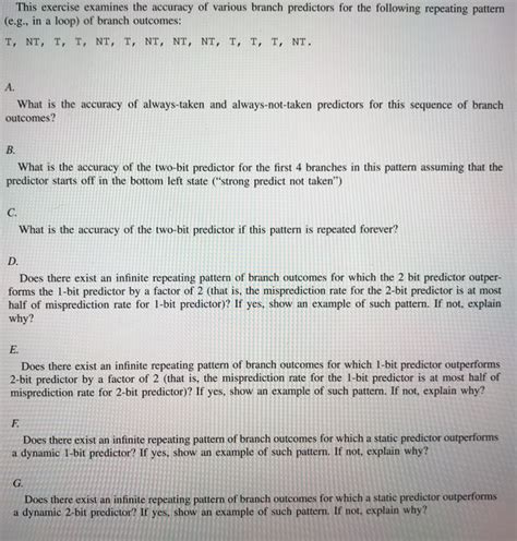 solved this exercise examines the accuracy of various branch