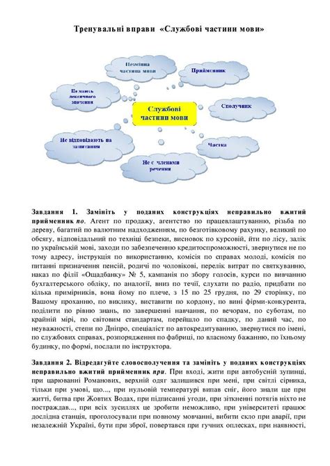 Тренувальні вправи «Службові частини мови Українська мова