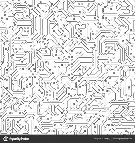 White Circuit Board Seamless Pattern Texture High Tech Background