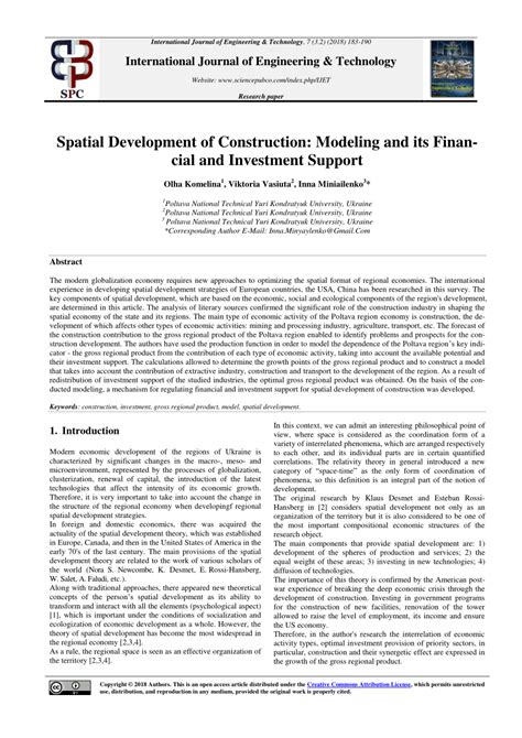 Pdf Spatial Development Of Construction Modeling And Its Financial
